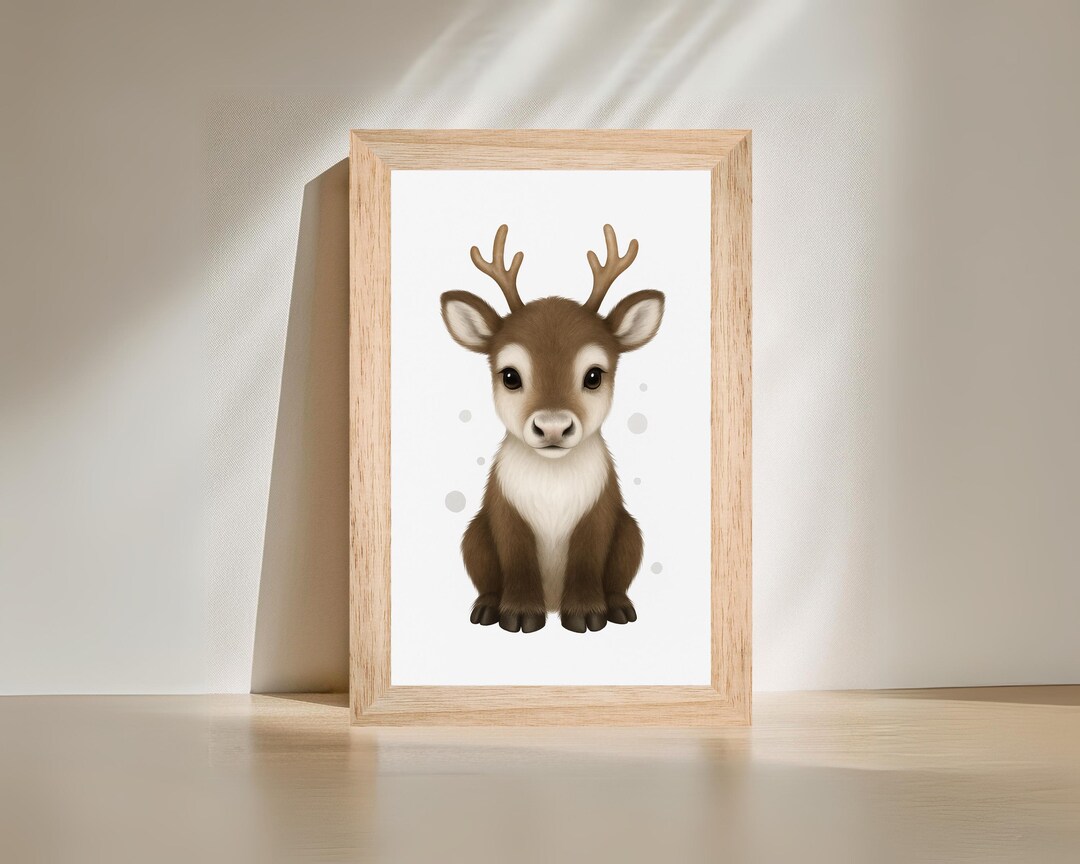 Baby Reindeer Nursery Wall Art | Cute Arctic Animal Printable Poster ...