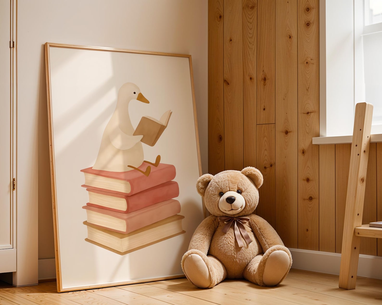 Reading Goose Wall Art – Whimsical Animal Poster, Book Lover Decor ...