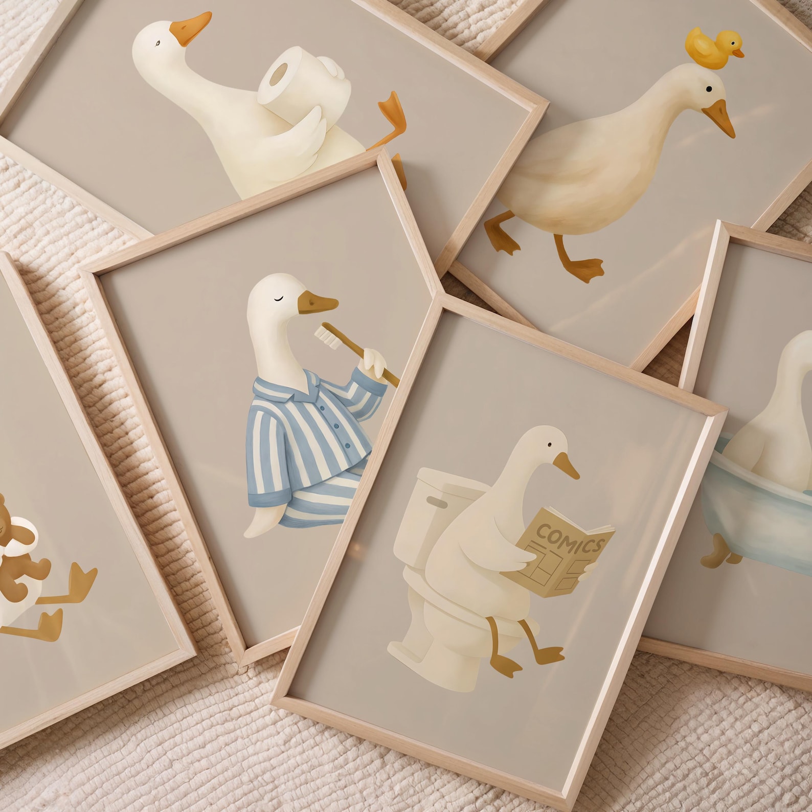 Goose Nursery Wall Art Set of 10 Posters – Bathroom & Bedtime Theme ...