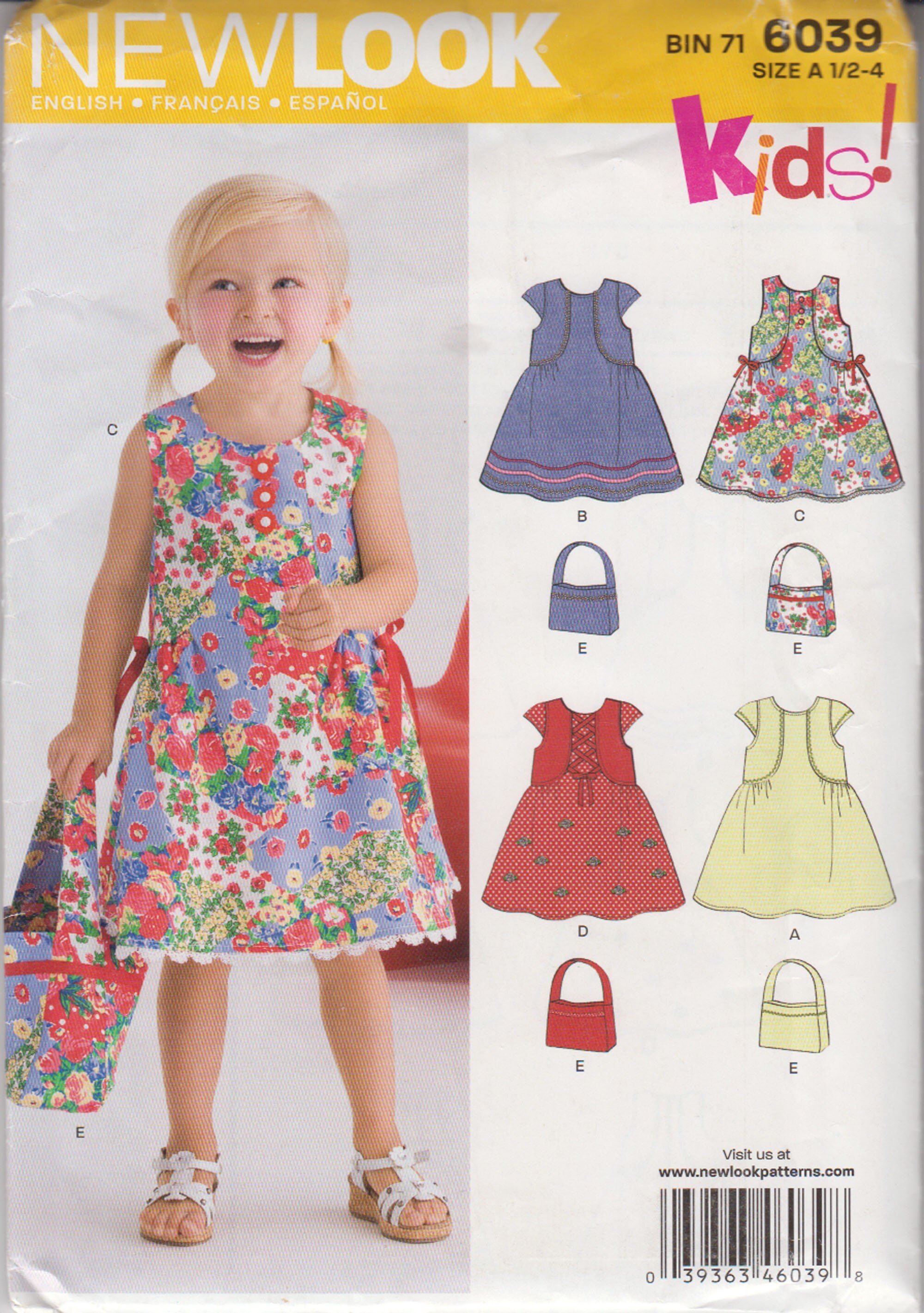 Sewing Pattern New Look Kids 6039 Dress & Tote / Purse - Etsy