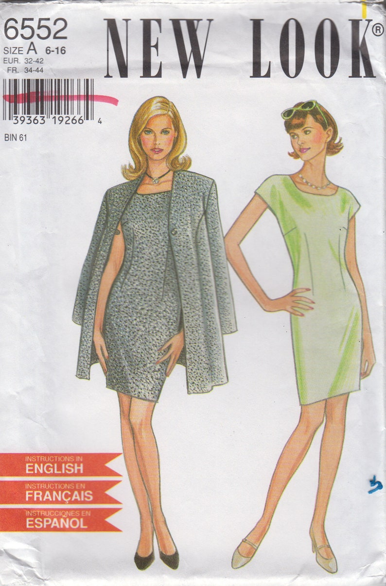 Vintage Sewing Pattern New Look 6552 Close-fitting Dress & - Etsy