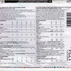 Simplicity 1724 Uncut Sewing Pattern Toddler Jumper Hat Leggings Jacket ...