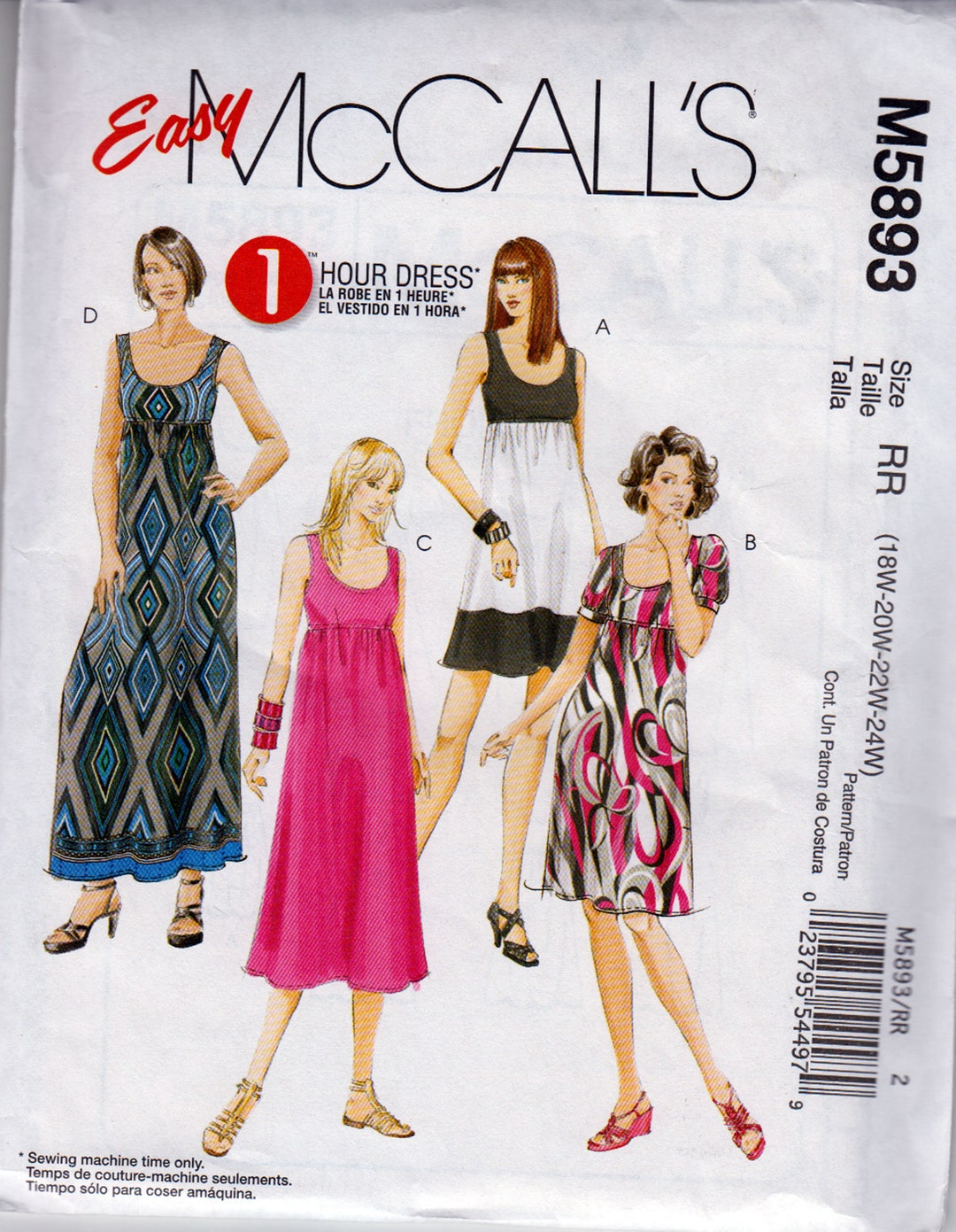 Sewing Pattern Mccall's 5893 Easy 1 Hour Dress in Four Lengths - Etsy