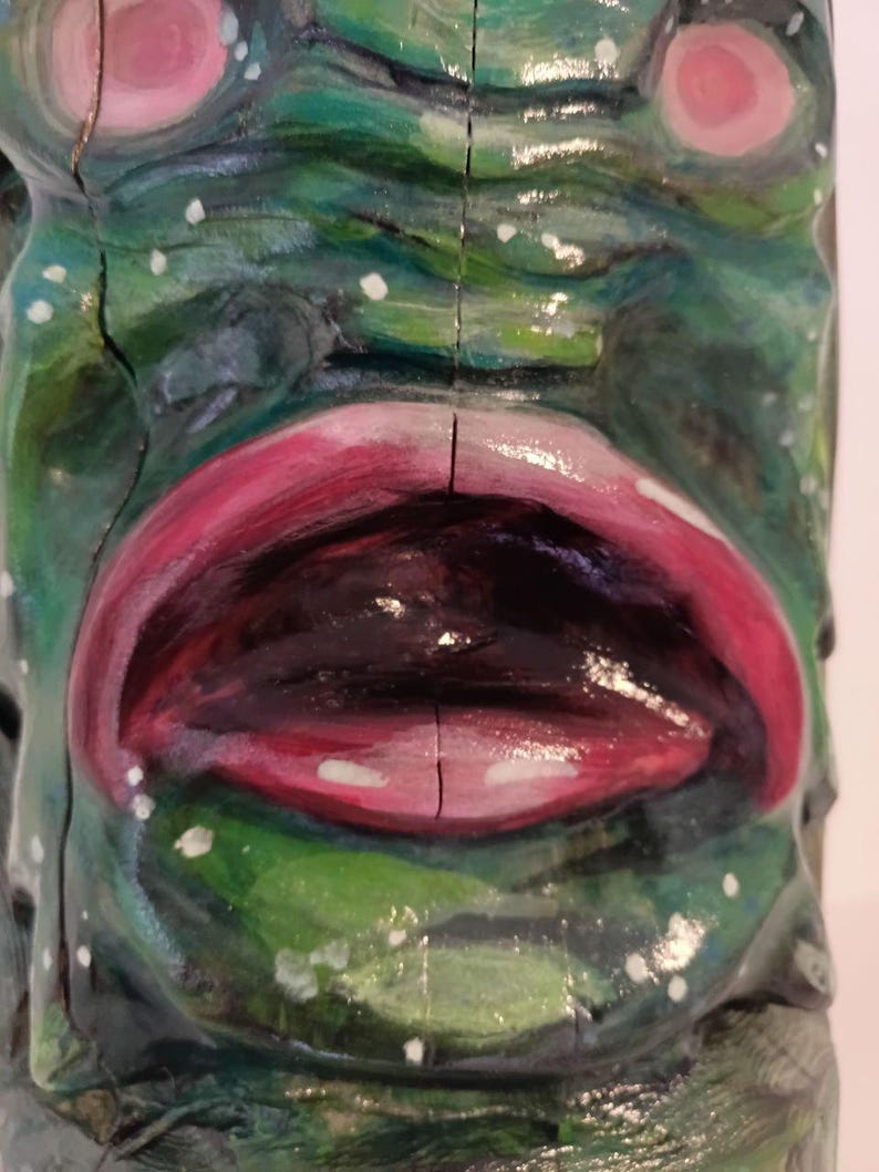 Tiki Monster Wood Sculpture – Hand Carved Creature Inspired by Classic ...