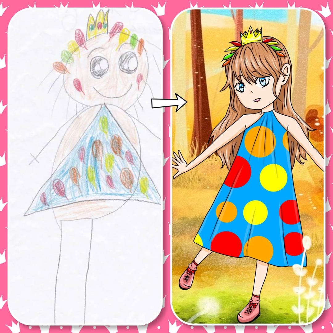 Children's Drawing Recreation, Redrawing Any Doodle, Drawing Remake ...