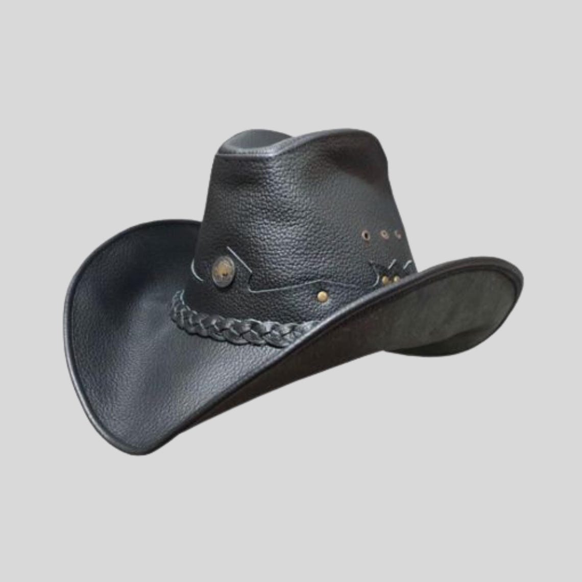 Leather Black Cowboy Hat | Western Rodeo Hat | Handmade Rancher Hat - Etsy