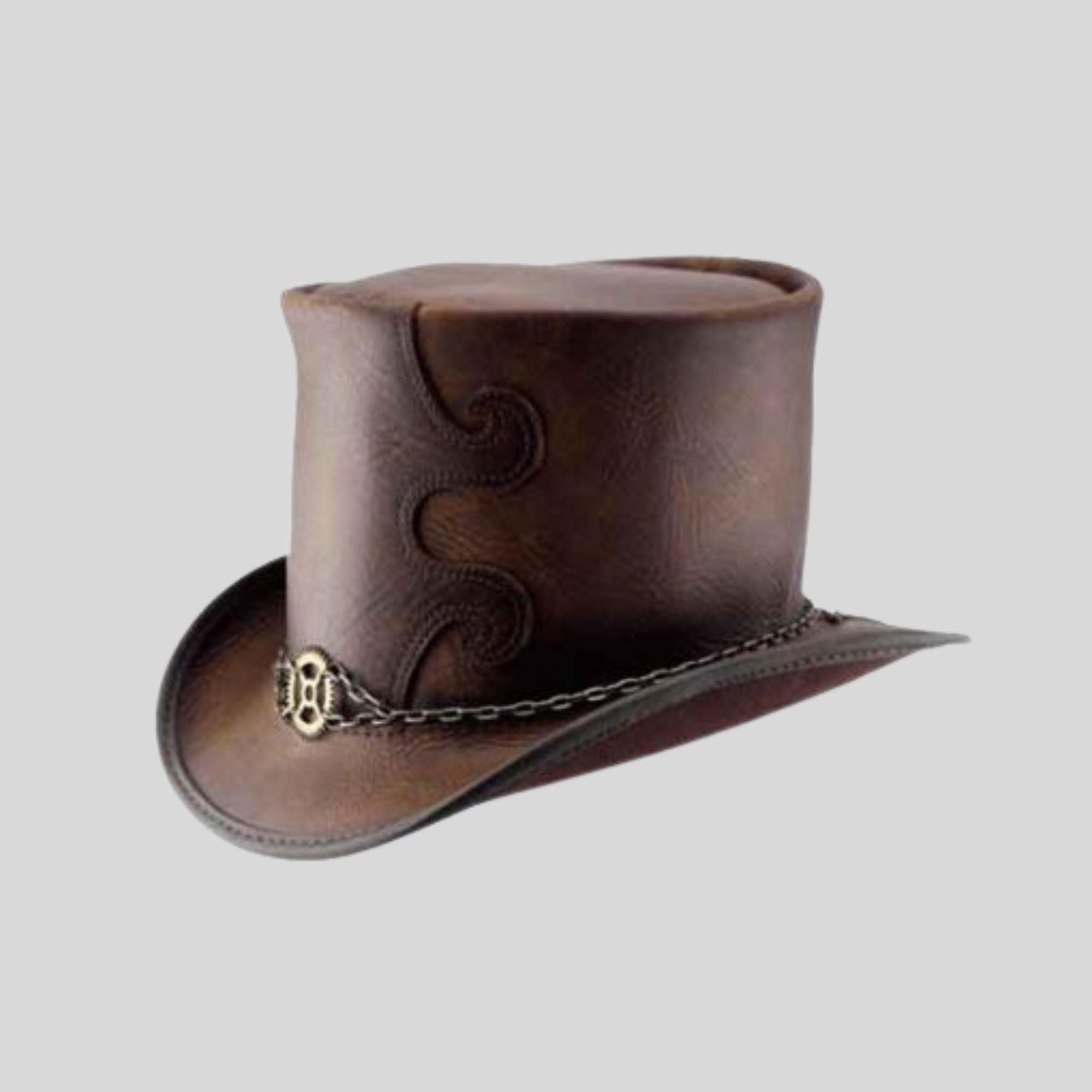 Flat Top Western Hat | Rustic Leather Cowboy Hat | Steampunk Western ...