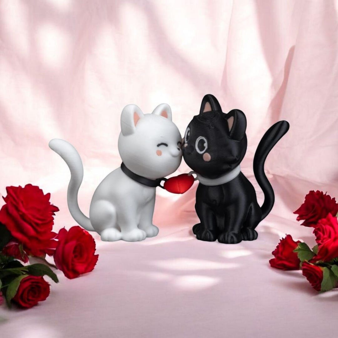 Interlocking Kittens Sculpture: 3D Printed Cat Couple Figurine - Etsy