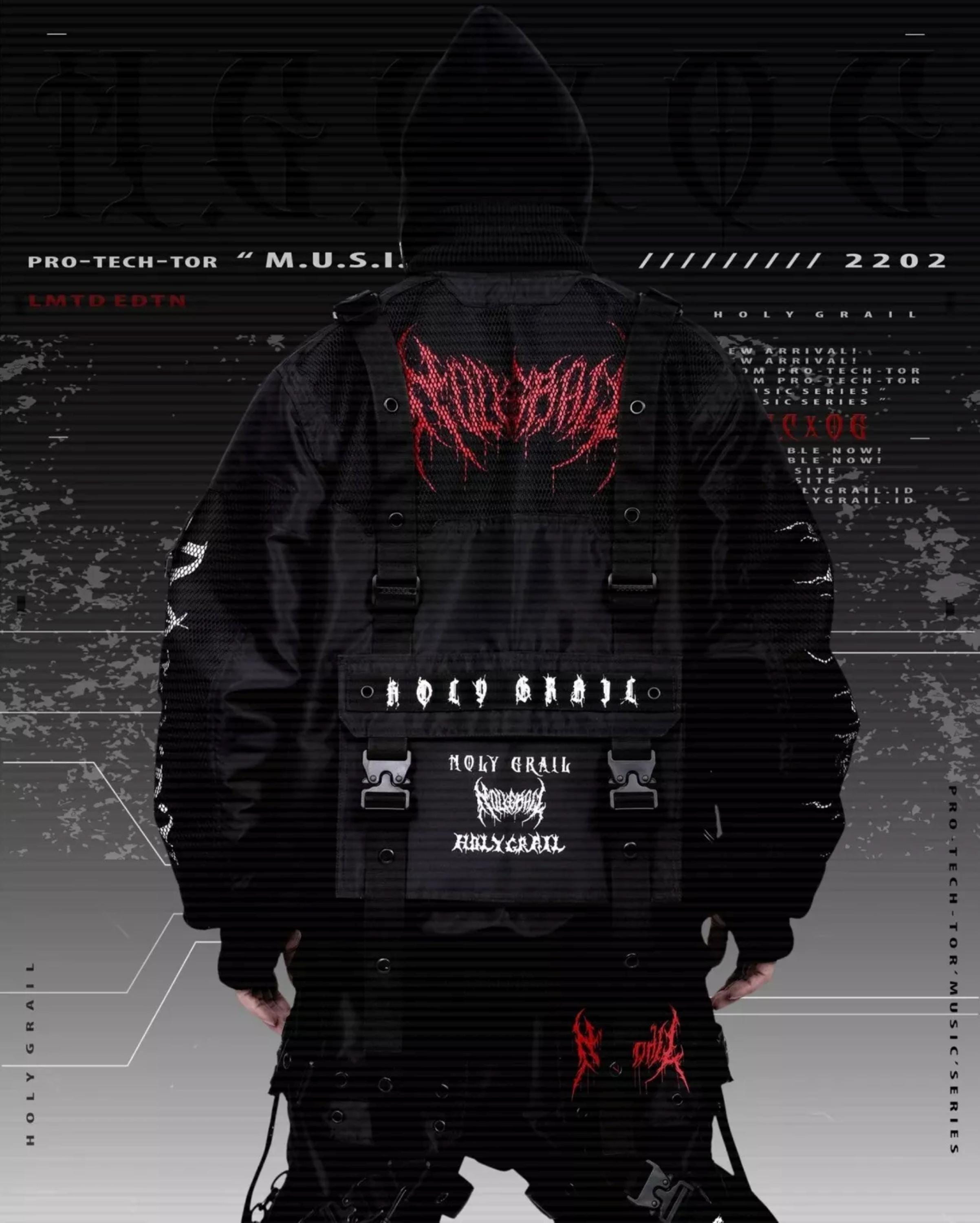 Techwear Streetwear Cosplay Futuristic Red Jacket Rugged Fleece ...