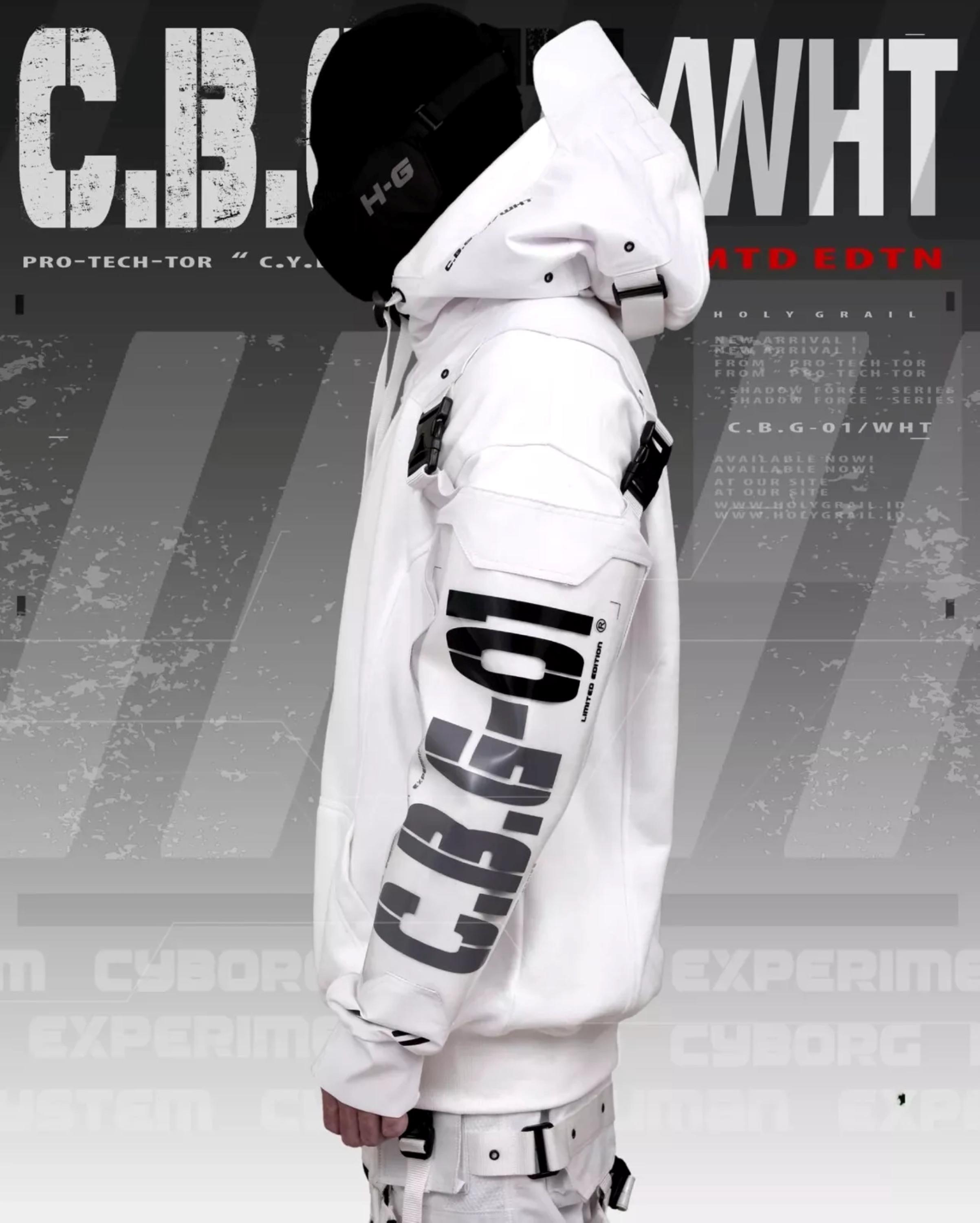 Techwear, Streetwear, Cosplay Futuristic, Cybernetic, White Jacket ...