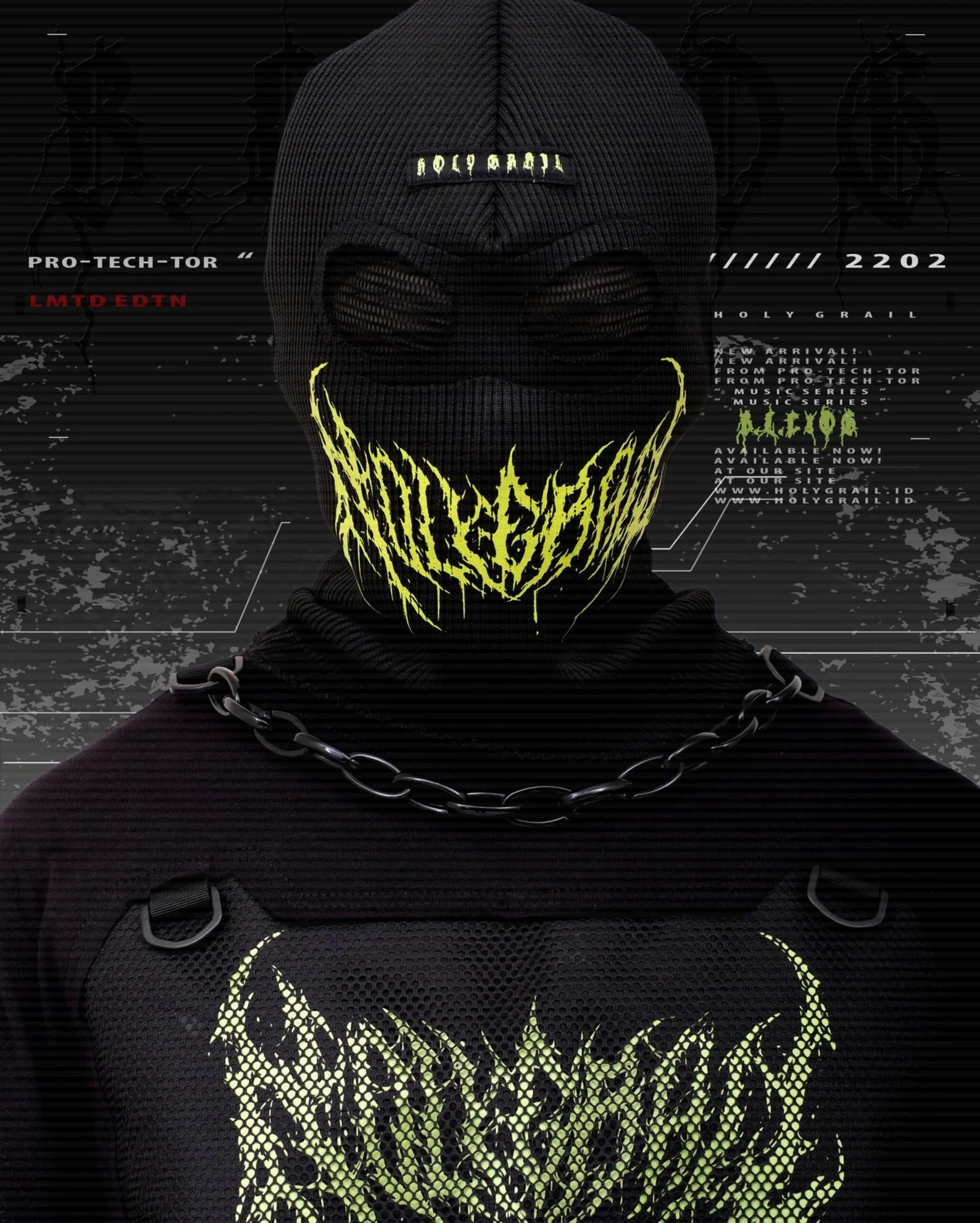 Cybernetic Mask Costume, Full Face Mask, Cyberpunk, Black Green Neon ...