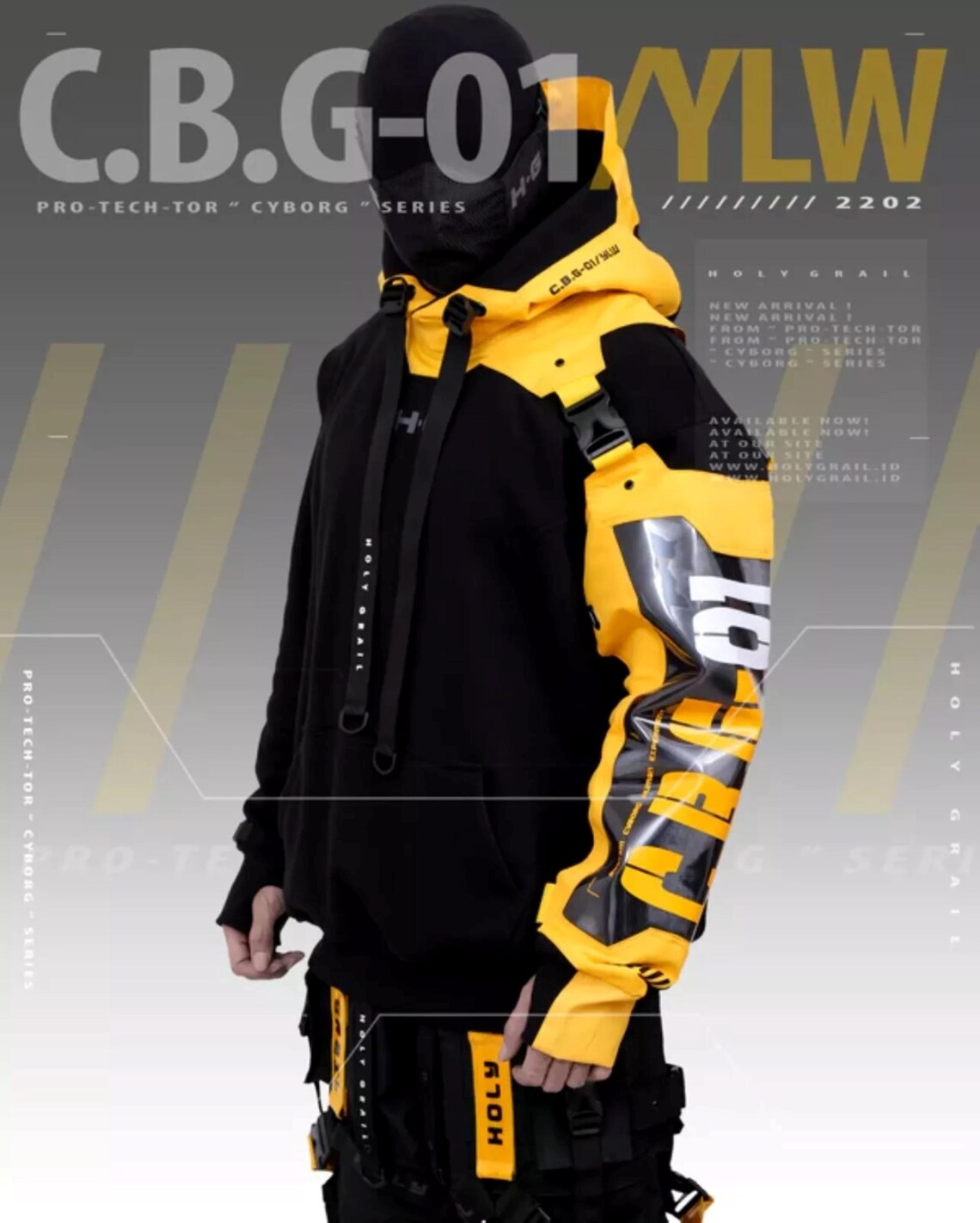 Techwear Streetwear Cosplay Futuristic Yellow Jacket Rugged Fleece ...