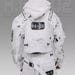 Techwear Streetwear Cosplay White Jacket Hoodie Full Zip Buckle HG H.G ...