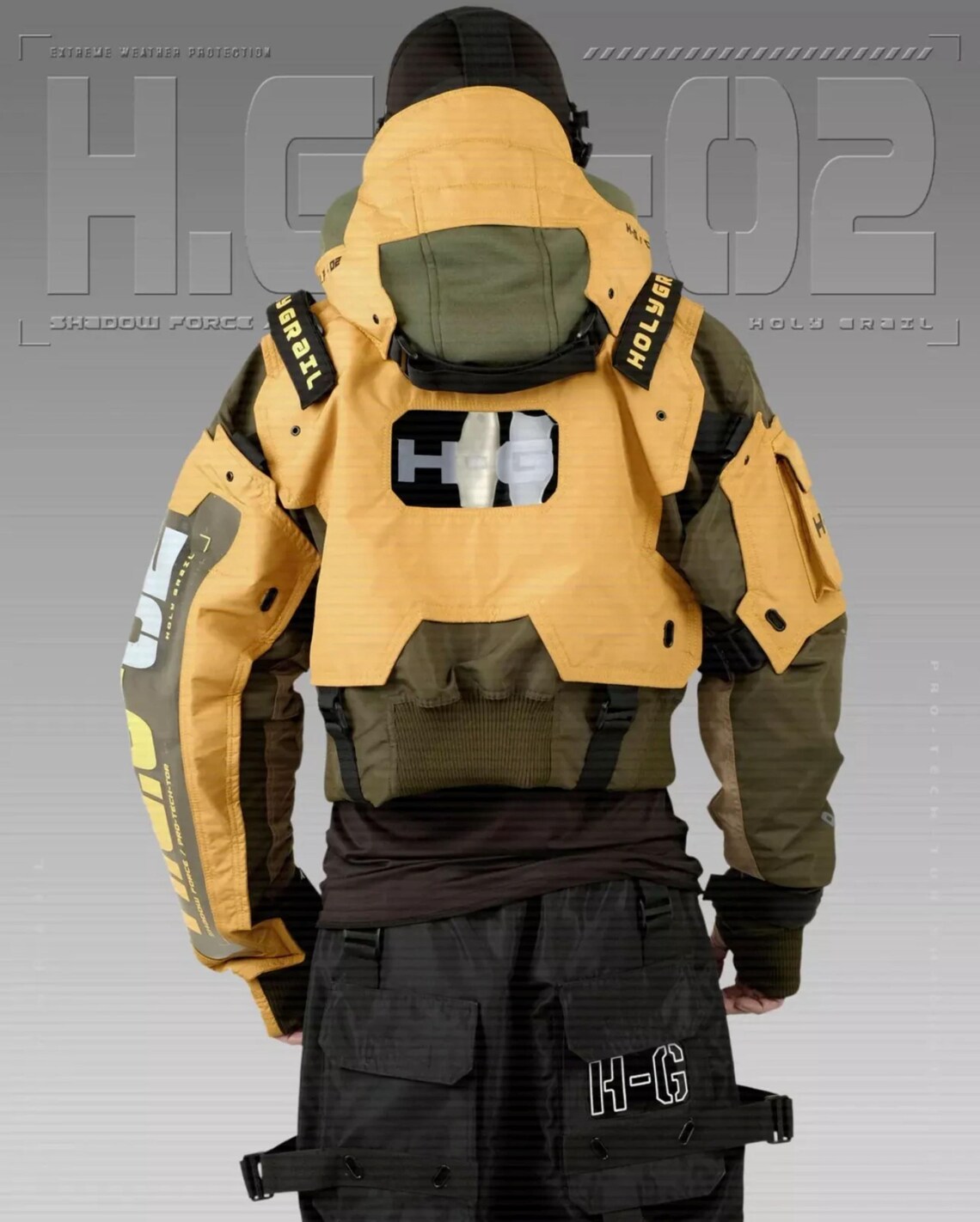 Techwear Streetwear Cosplay Yellow Jacket Hoodie Full Zip Buckle ...
