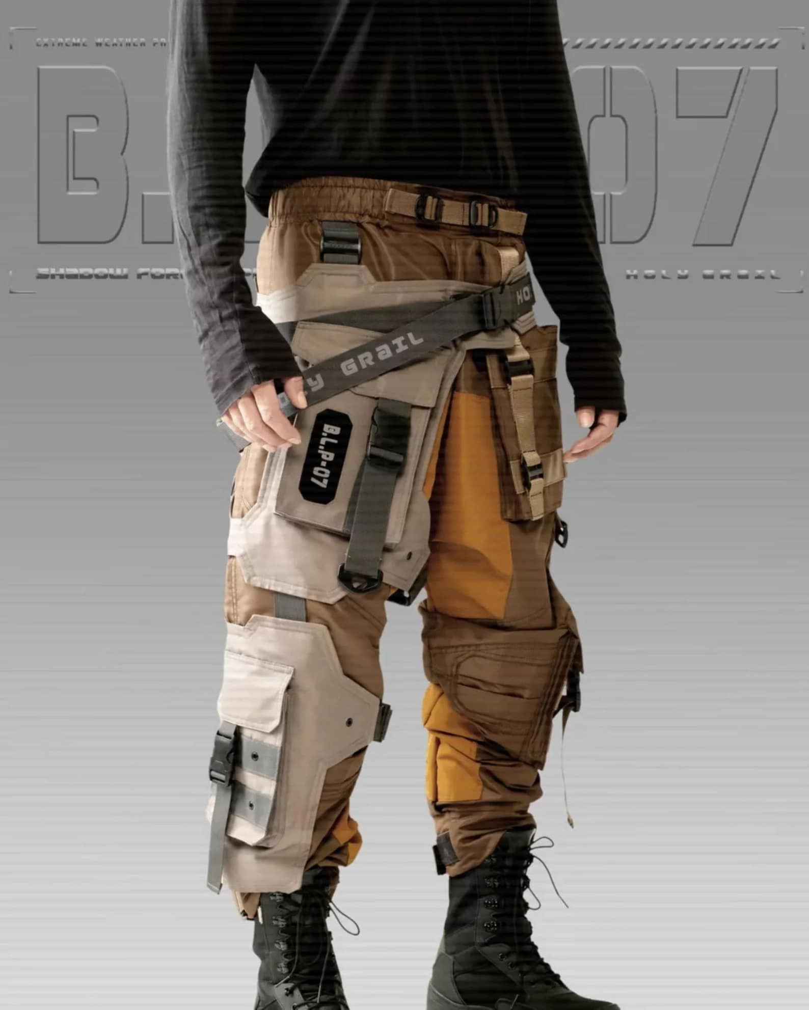 Techwear Streetwear Cosplay Yellow Brown Streetwear Techwear Heavy ...
