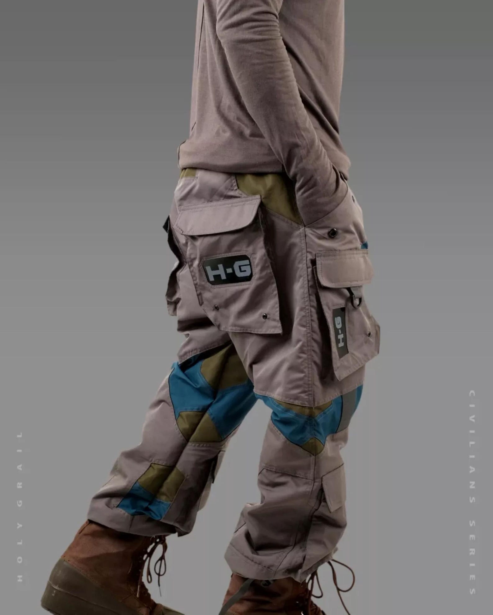 Techwear Streetwear Cosplay Gray Blue Streetwear Techwear Heavy Cargo ...