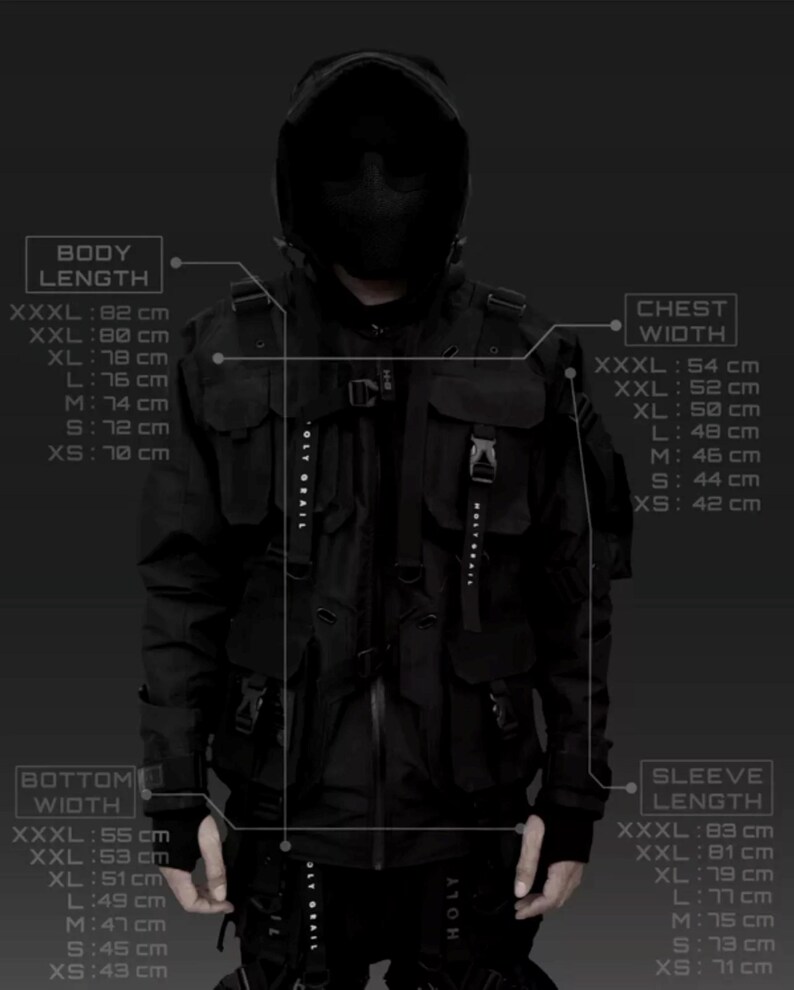 Techwear Streetwear Cosplay Futuristic Red Jacket Rugged Fleece ...