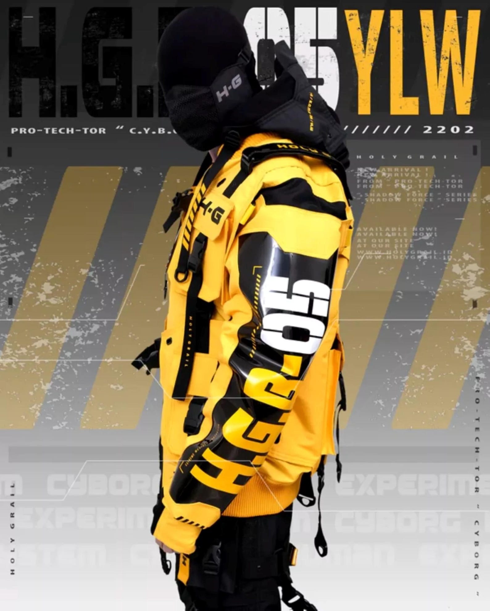 Techwear Streetwear Cosplay Futuristic Yellow Jacket Hoodie Full Zip ...