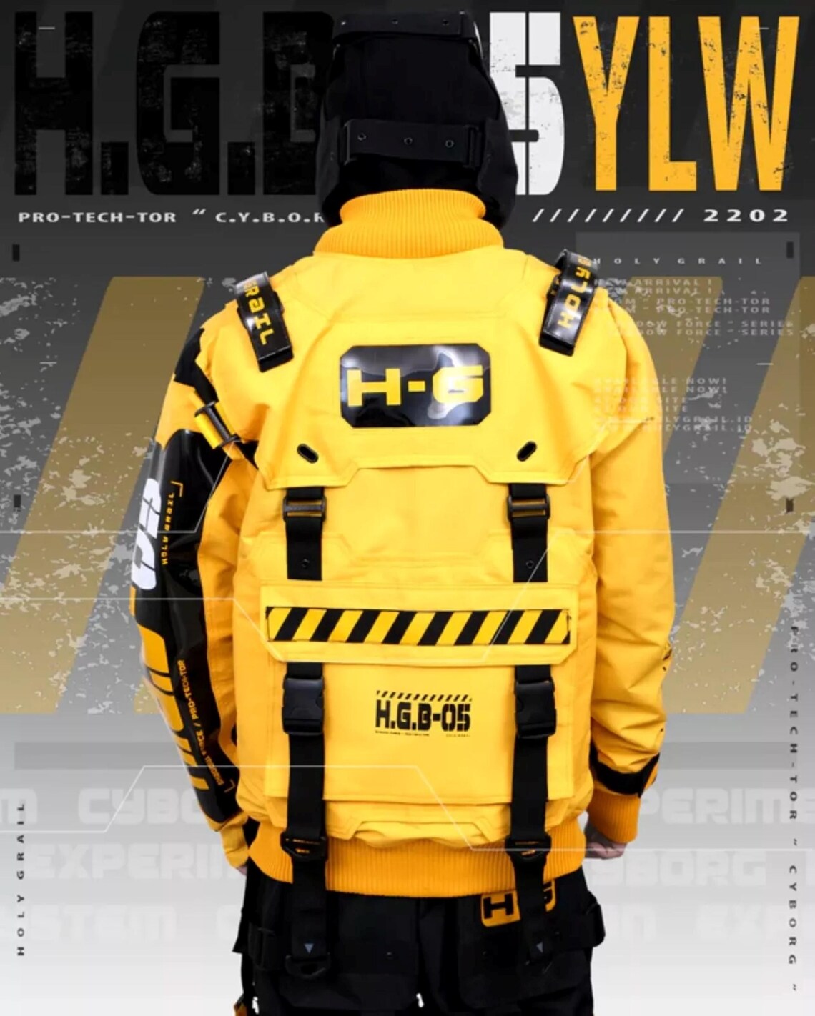 Techwear Streetwear Cosplay Futuristic Yellow Jacket Hoodie Full Zip ...