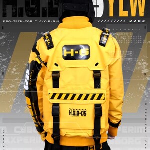 Techwear Streetwear Cosplay Futuristic Yellow Jacket Hoodie Full Zip ...