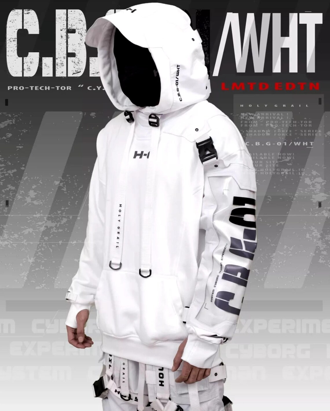 Techwear, Streetwear, Cosplay Futuristic, Cybernetic, White Jacket ...
