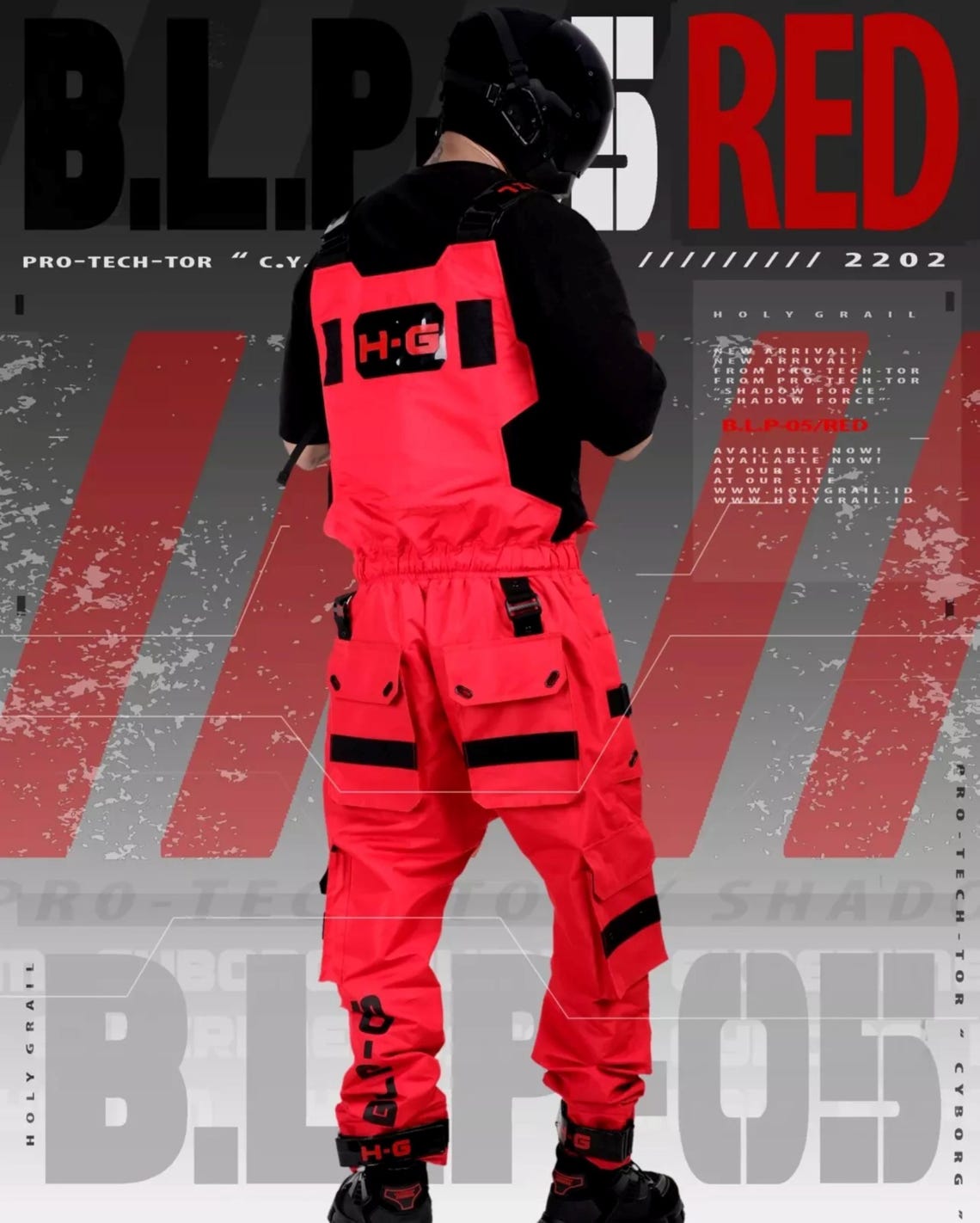 Techwear Streetwear Cosplay Red Streetwear Techwear Heavy Cargo Trouser ...