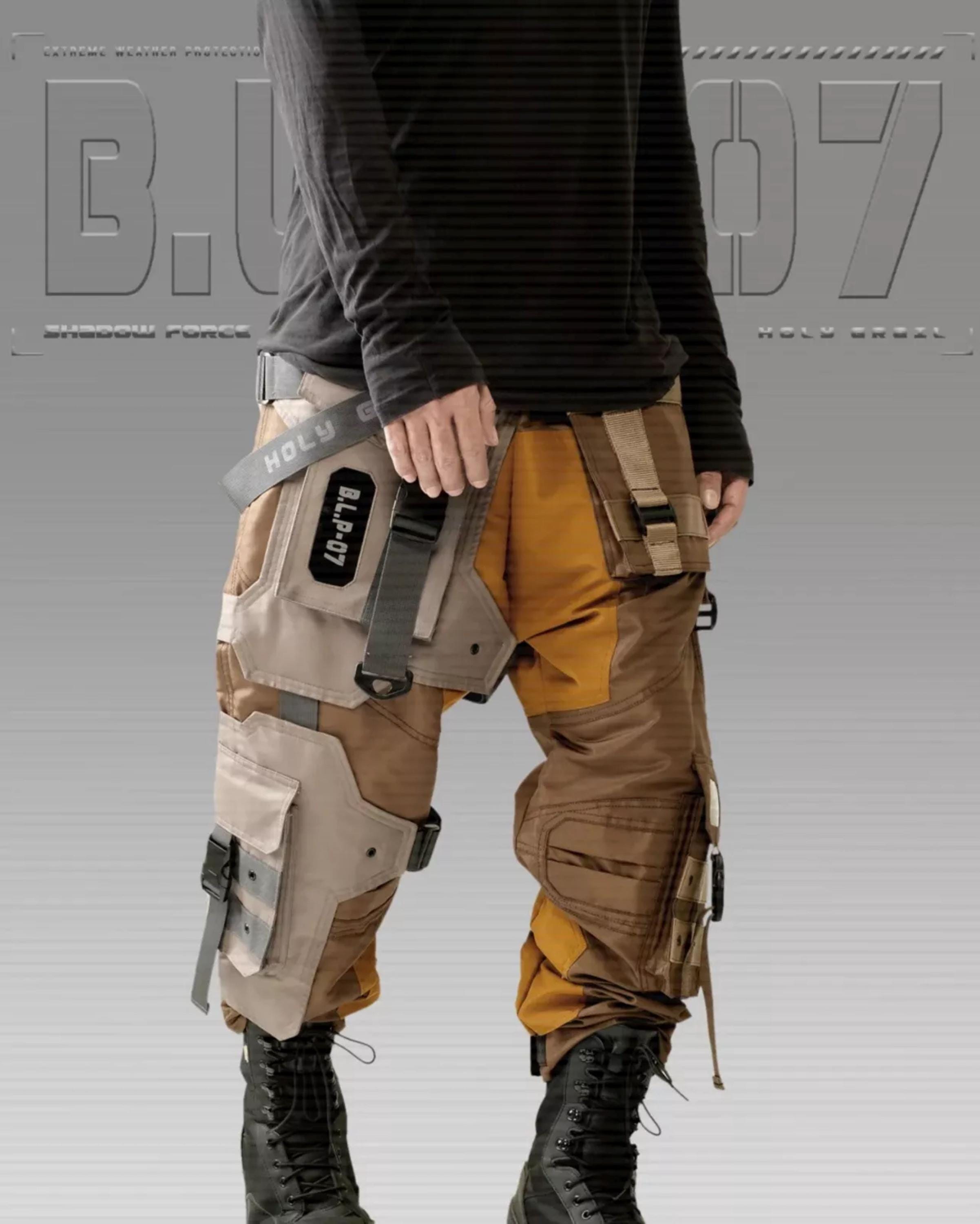 Techwear Streetwear Cosplay Yellow Brown Streetwear Techwear Heavy ...