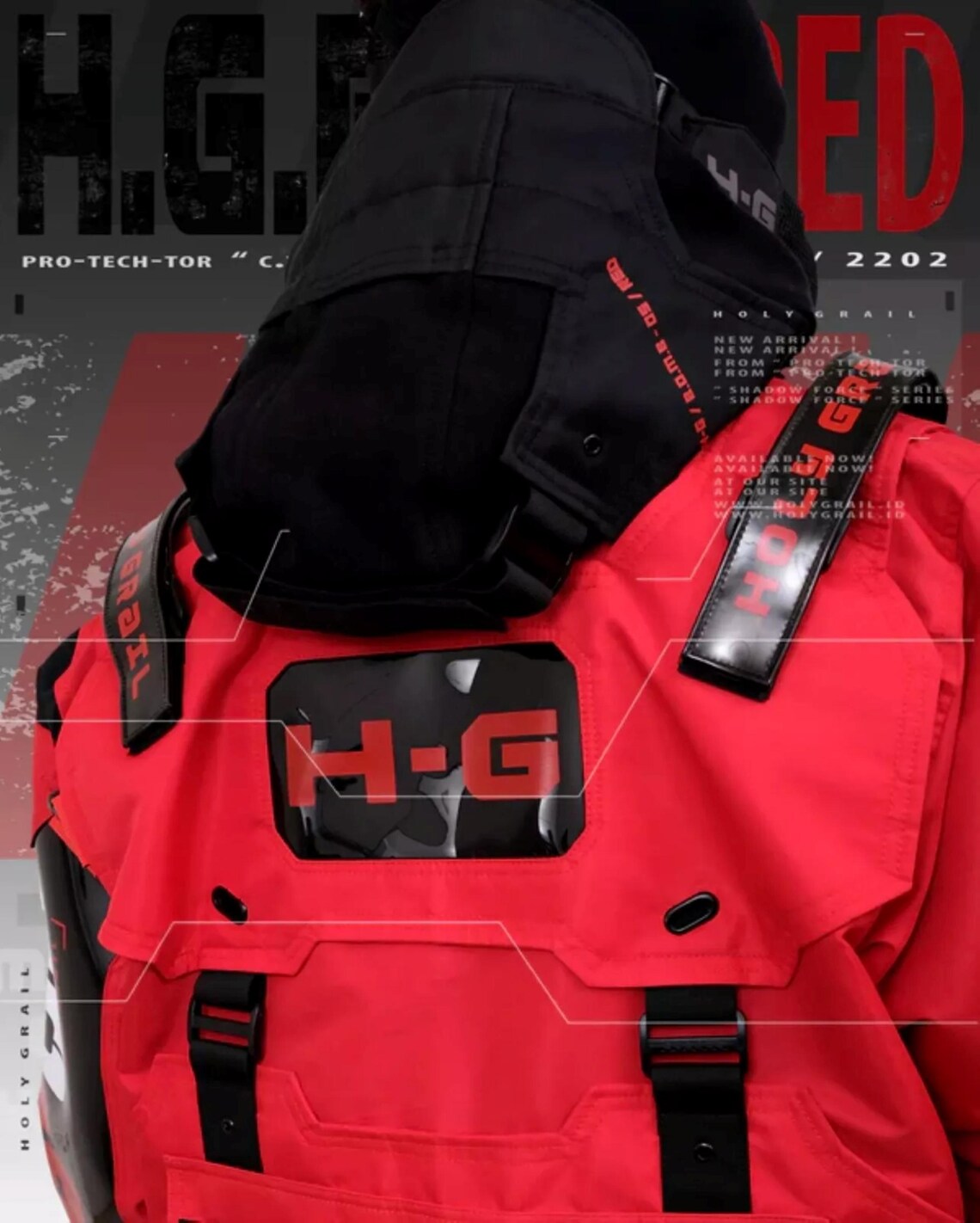 Techwear Streetwear Cosplay Futuristic Red Jacket Hoodie Full Zip ...