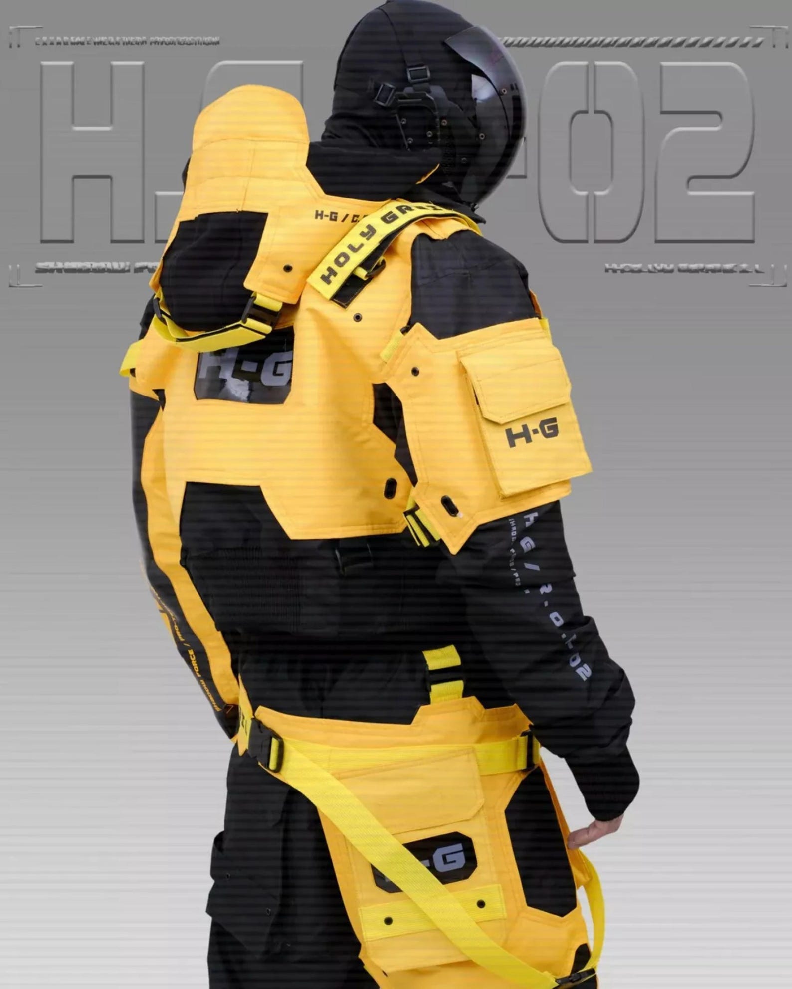 Techwear Streetwear Cosplay Yellow Jacket Hoodie Full Zip Buckle ...