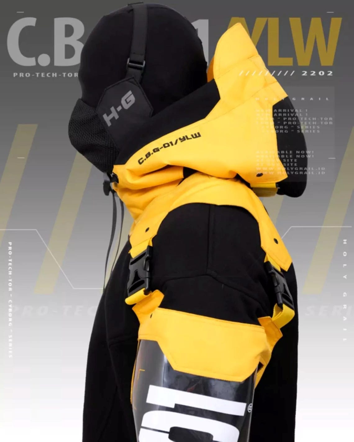Techwear Streetwear Cosplay Futuristic Yellow Jacket Rugged Fleece ...