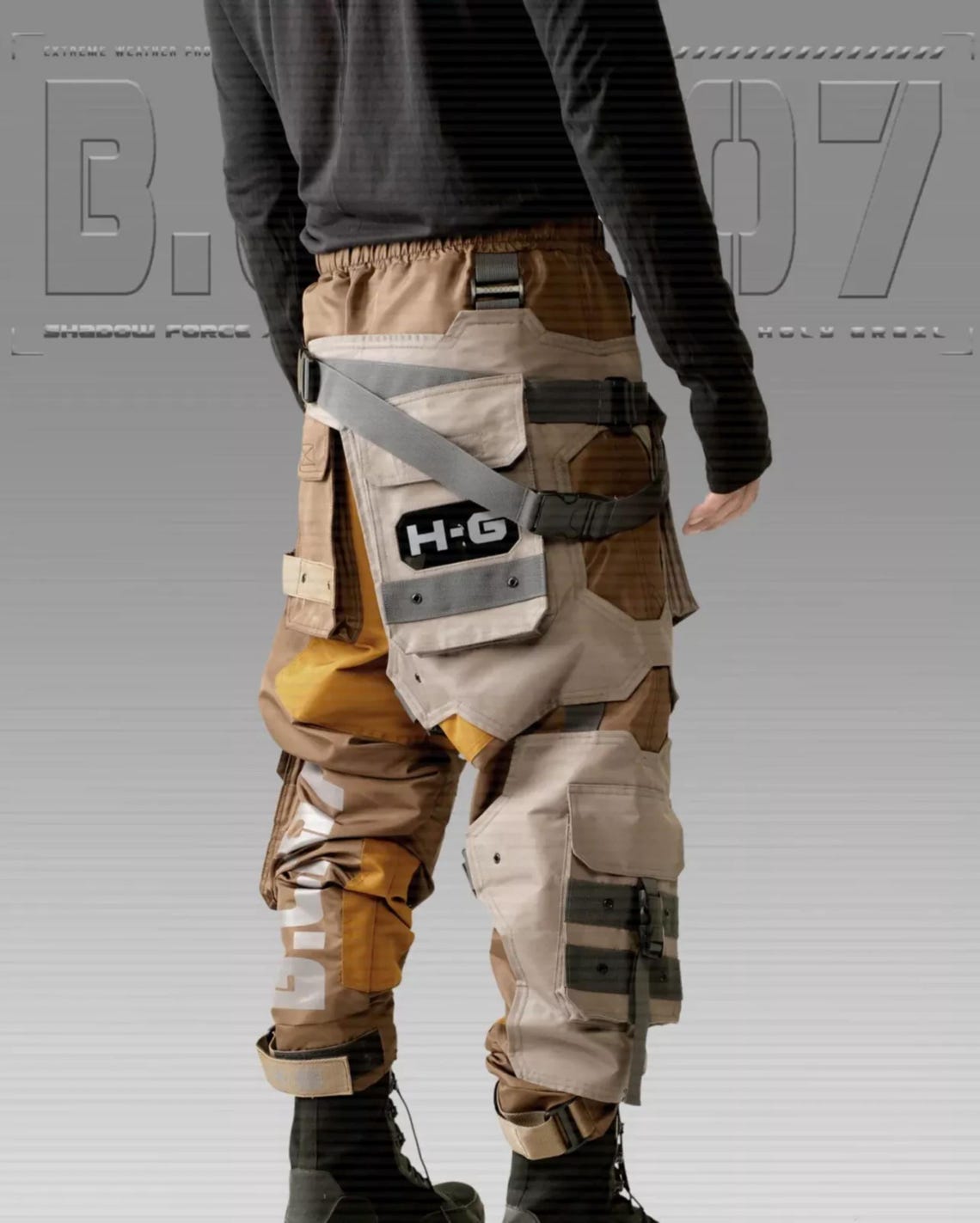 Techwear Streetwear Cosplay Yellow Brown Streetwear Techwear Heavy ...