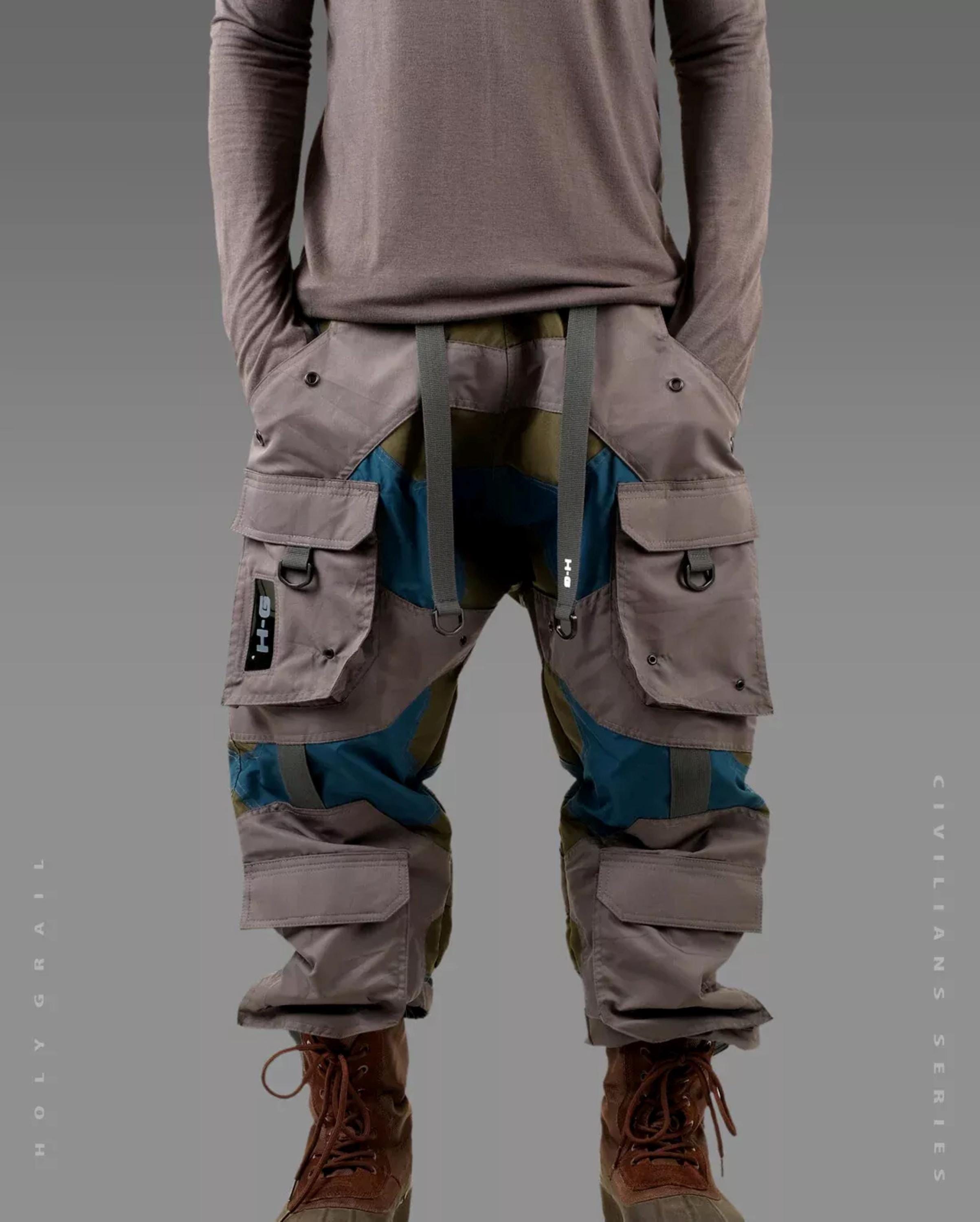 Techwear Streetwear Cosplay Gray Blue Streetwear Techwear Heavy Cargo ...
