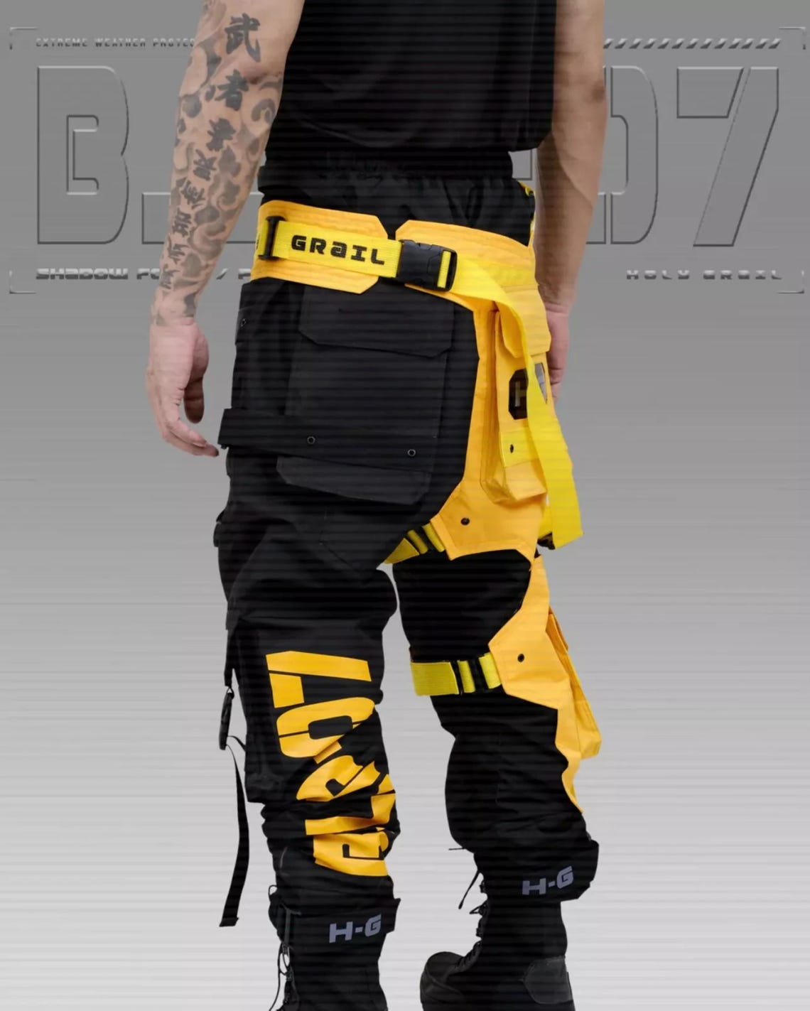 Techwear Streetwear Cosplay Black Yellow Streetwear Techwear Heavy ...