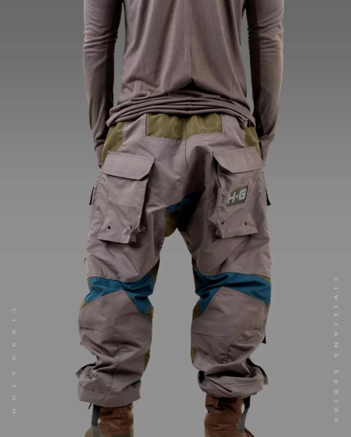 Techwear Streetwear Cosplay Gray Blue Streetwear Techwear Heavy Cargo ...
