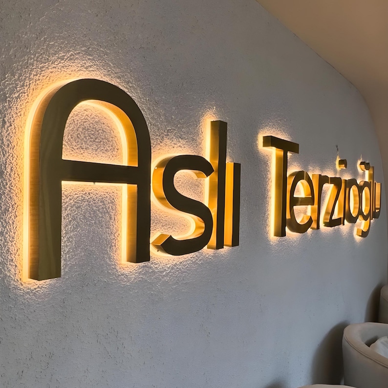 Custom Backlit Sign, Reception Logo Sign, Illuminated Letters, Light up ...