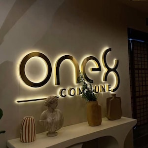 Halo Lit Sign, Reception Logo Sign, 3D Metal Backlit Sign, Illuminated ...