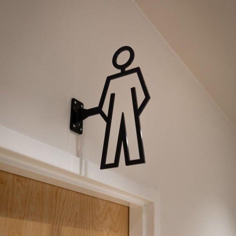 Modern Restroom Signs, Ceiling Mounted Sign, Floating Metal Letters ...