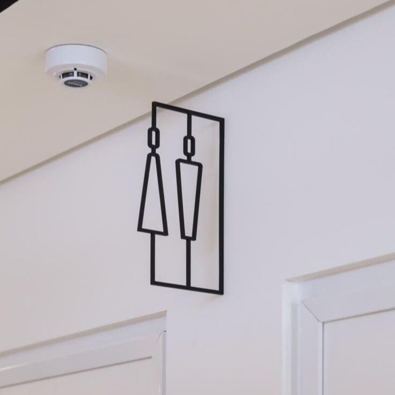 Modern Restroom Signs, Ceiling Mounted Sign, Floating Metal Letters ...