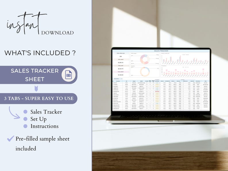 Simple Sales Tracker Spreadsheet | Daily Sales Template Dashboard Log ...
