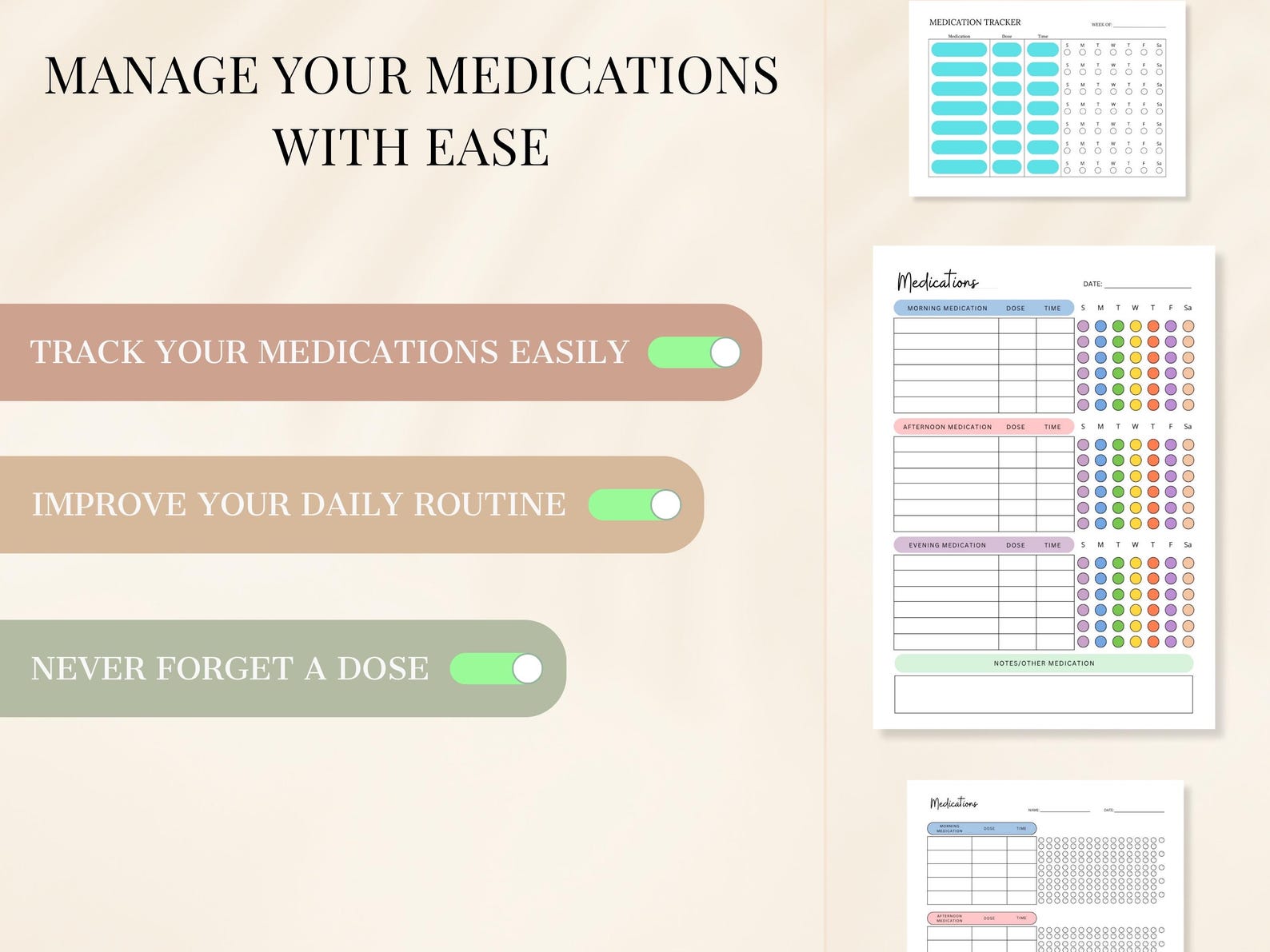 Printable Medication Log Bundle | Fillable PDF Log | Editable Canva ...