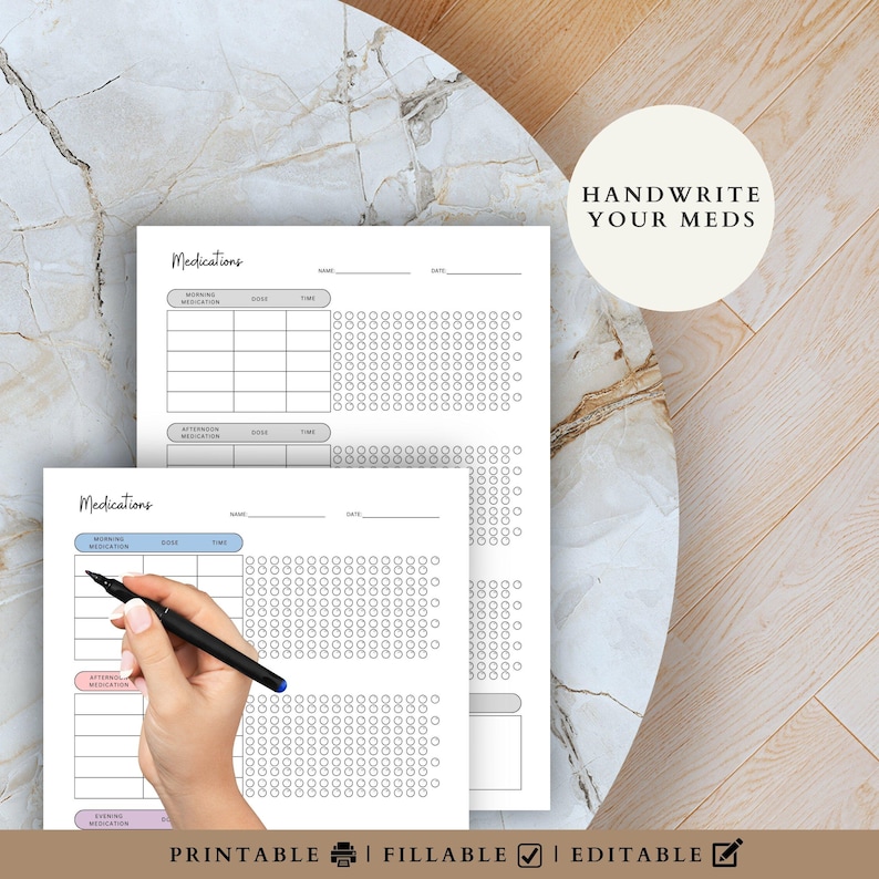 Medication Tracker Printable & Digital – Fillable PDF, Editable Canva ...