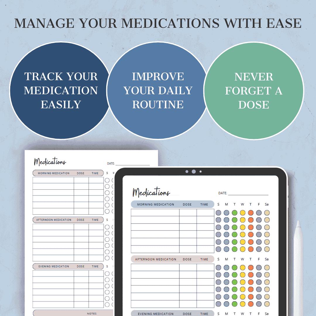 Printable Medication Tracker, Daily Medical Schedule (fillable PDF) - Etsy
