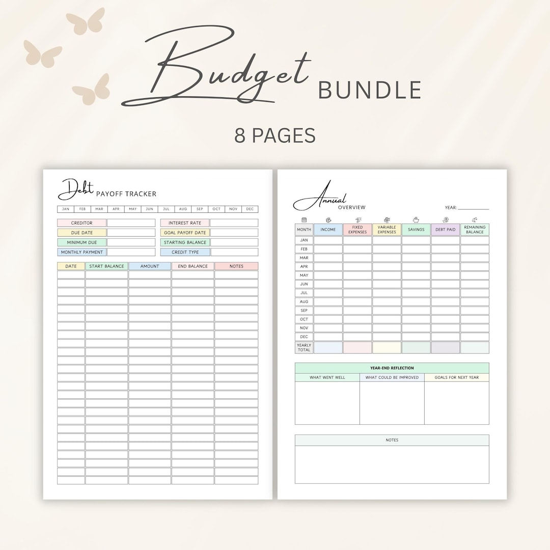 Printable Budget Planner Templates Bundle | Monthly Budget, Bill ...