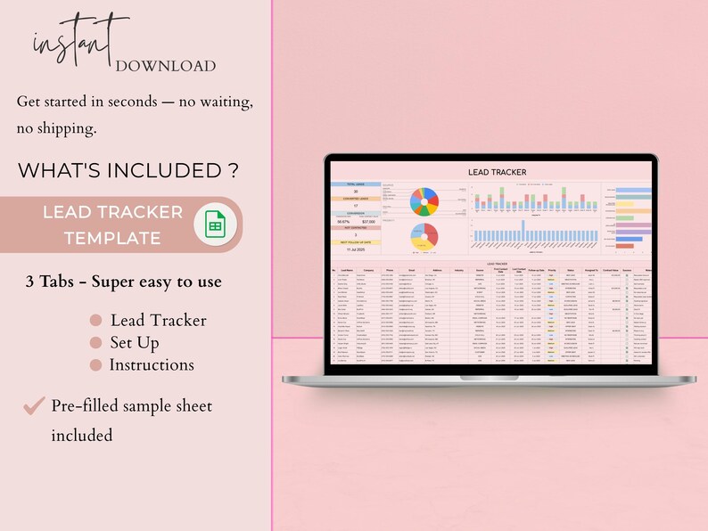 Lead Tracker Spreadsheet | Client CRM Google Sheets for Converting ...