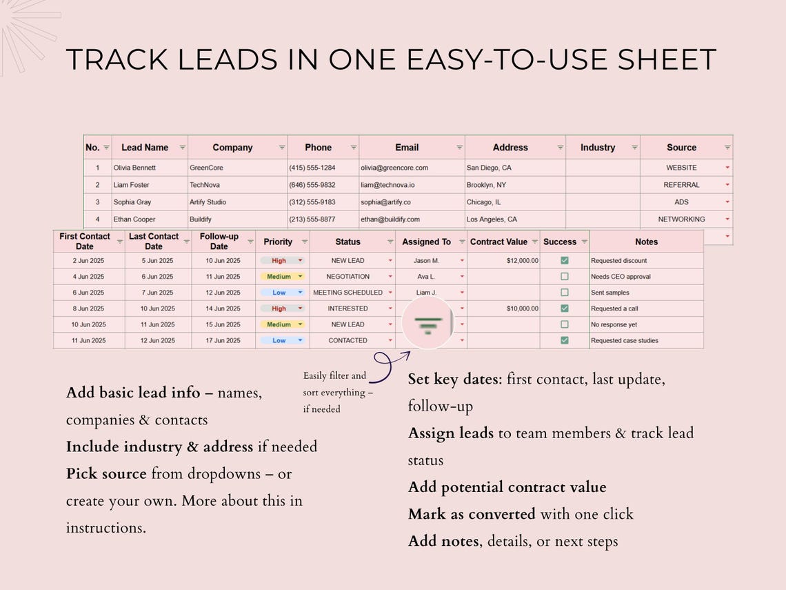 Lead Tracker Spreadsheet | Client CRM Google Sheets for Converting ...
