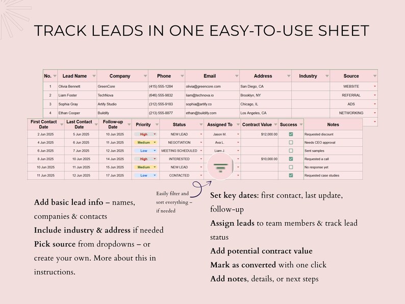 Lead Tracker Spreadsheet | Client CRM Google Sheets for Converting ...