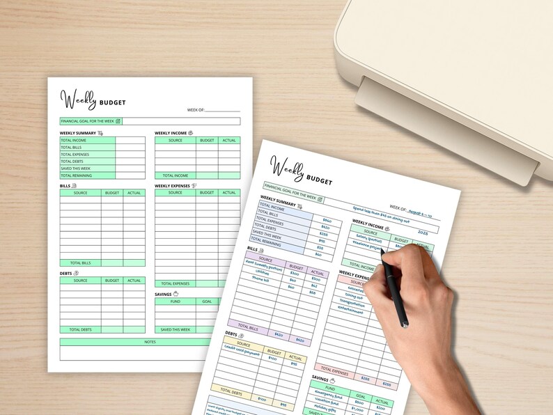 Printable Weekly Budget Planner – Weekly Budget Worksheet, Savings ...