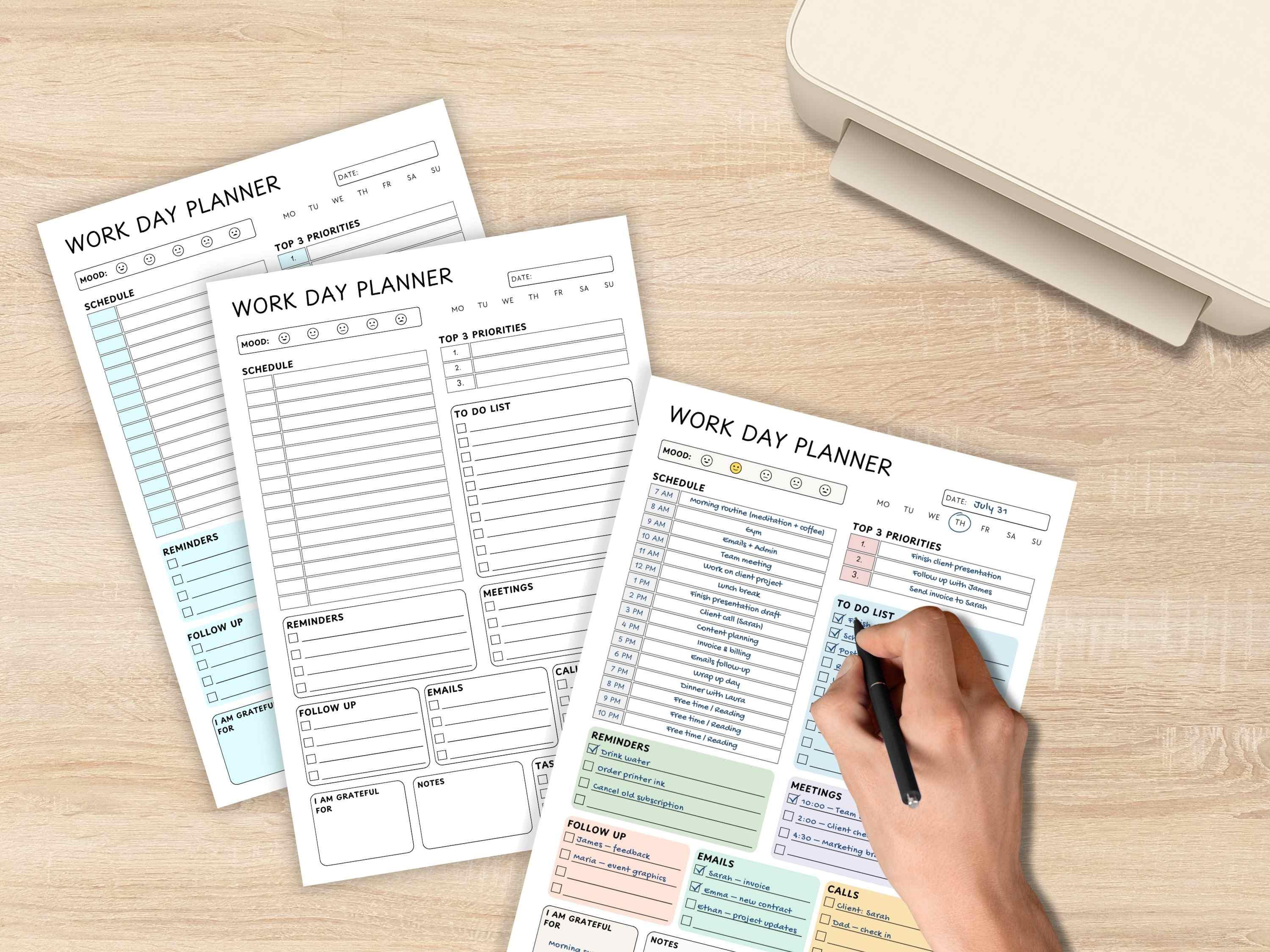 Printable Work Day Planner PDF & Canva | to Do Checklist, ADHD ...