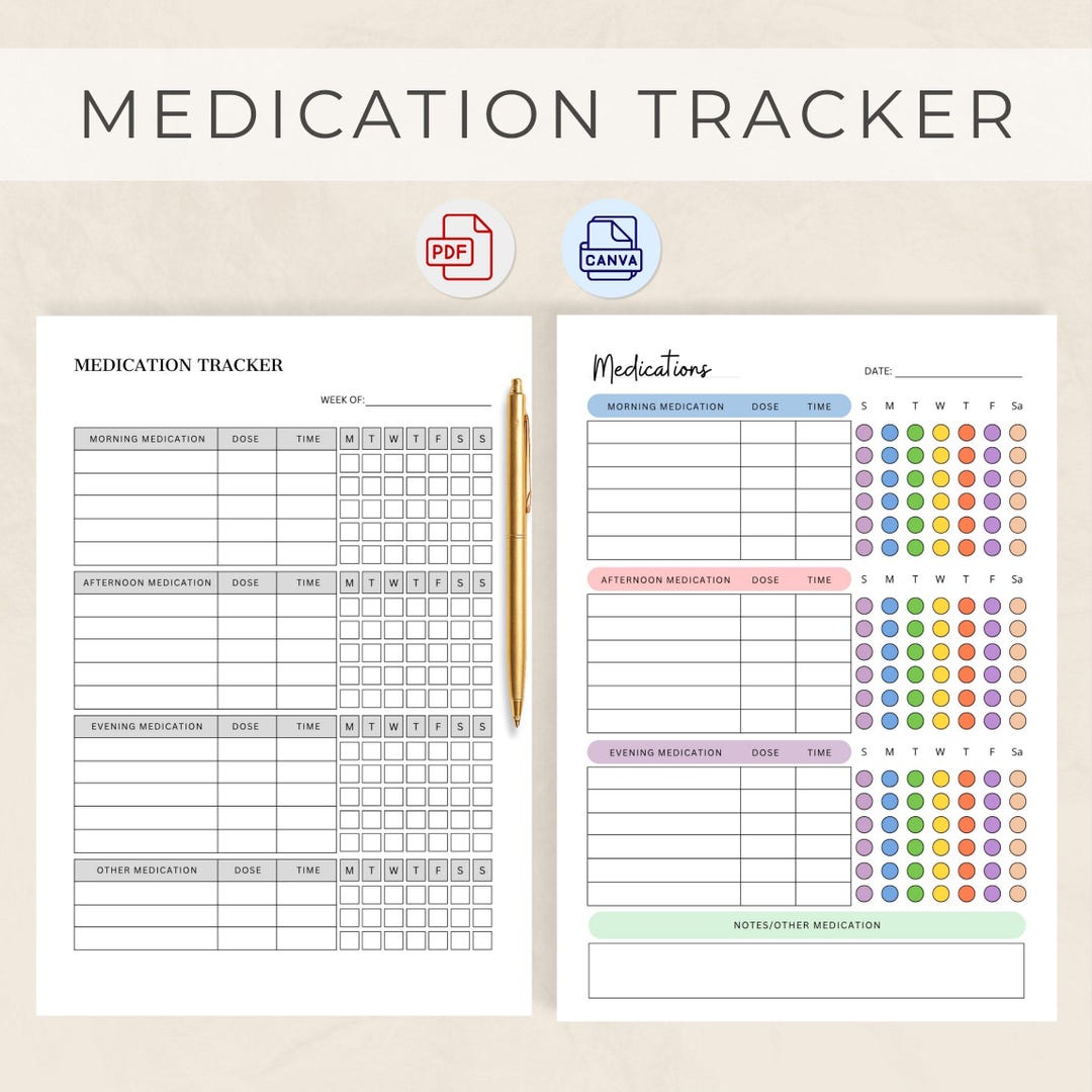 Printable Medication Tracker, Daily Medical Schedule (fillable PDF) - Etsy