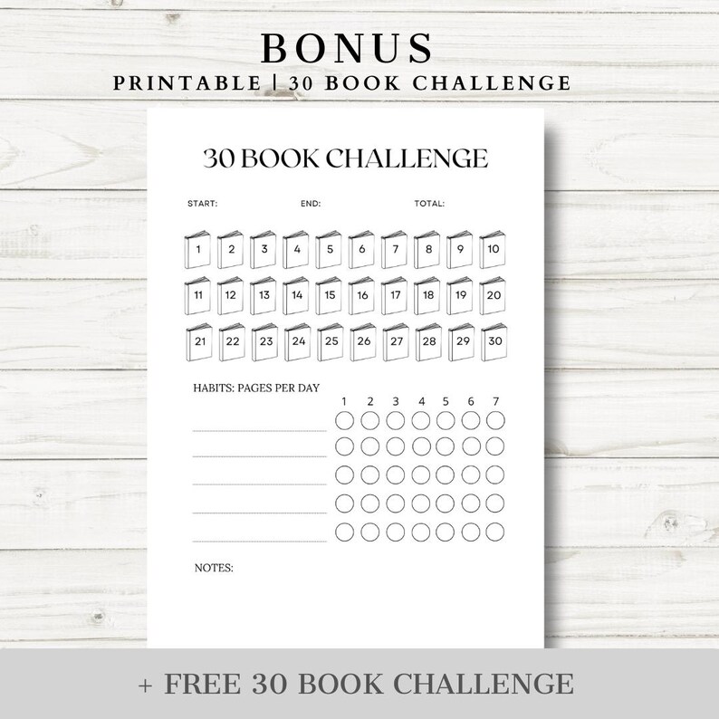 Reading Log PDF | Printable & Fillable Book Tracker | Reading Challenge ...